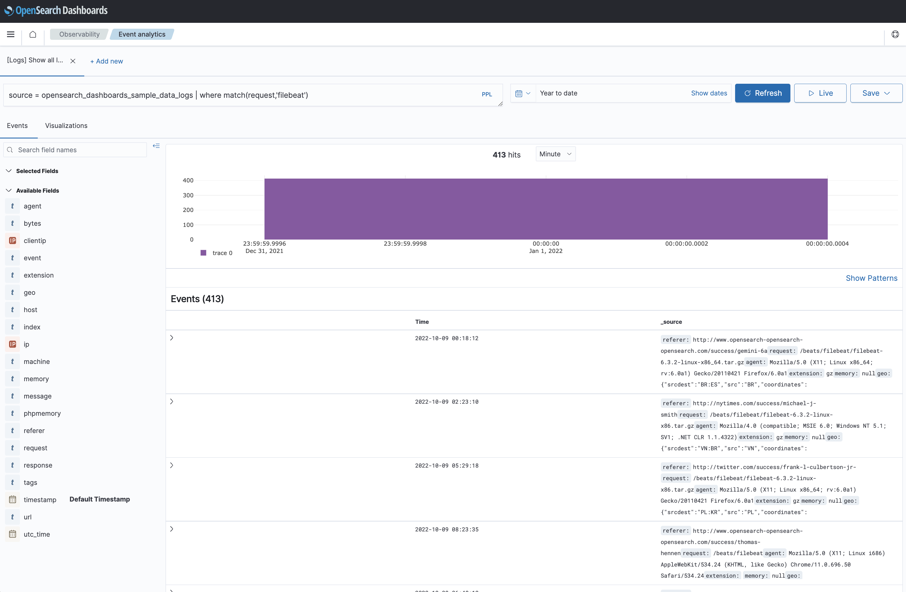 [BUG] Event Analytics breadcrumb disappears · Issue #1182 · opensearch-project/observability ...