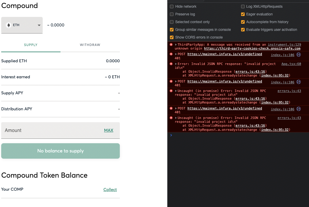 [Compound] Safe balances not being fetched (mainnet) · Issue #382 · safe-global/safe-react-apps ...