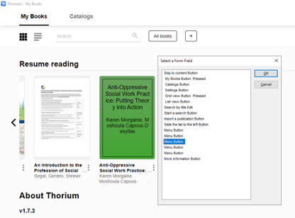 Menu button for books in the Grid View do not have book specific labelling in Thorium Reader 1.7 ...