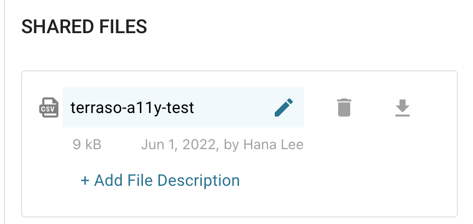 Shared file's Download and Delete button shouldn't be displayed when the name field is in edit ...