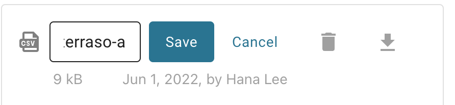 Shared file's Download and Delete button shouldn't be displayed when the name field is in edit ...