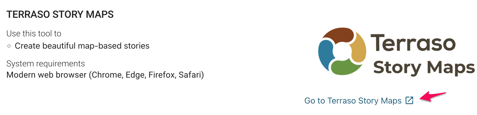 Remove the external link icon from Terraso Story Maps link on Tools page · Issue #821 ...