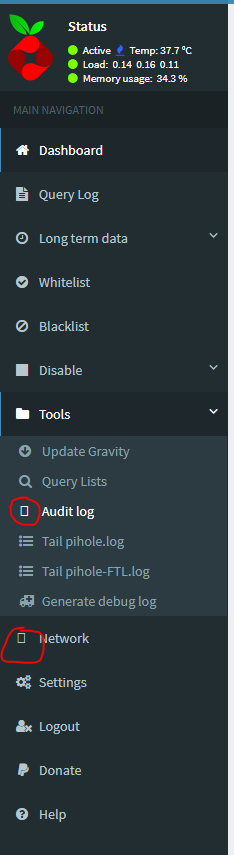 PiHole Network/Audit Icon not displaying / shows Square · Issue #1215 · pi-hole/web · GitHub