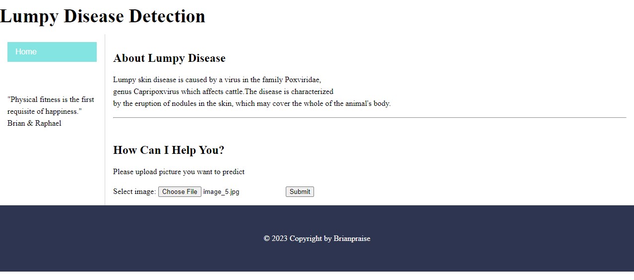 GitHub - Brianpraise/Lumpy-Skin-Detection: This a system for detecting cow lumpy skin disease ...
