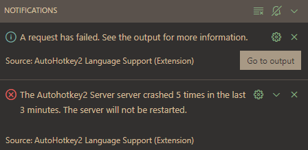 Server crash on launch · Issue #129 · thqby/vscode-autohotkey2-lsp · GitHub