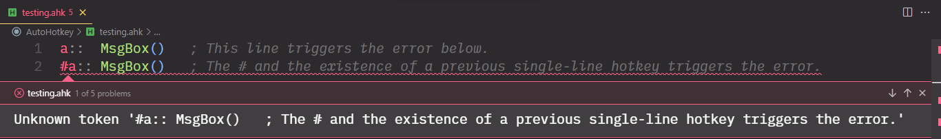 [v1.5.4] Hotkey false errors · Issue #156 · thqby/vscode-autohotkey2-lsp · GitHub