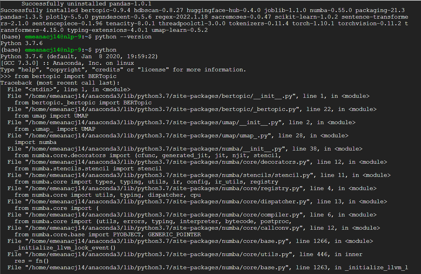 Error when importing BERTopic in GCP AI Platform · Issue #397 · MaartenGr/BERTopic · GitHub