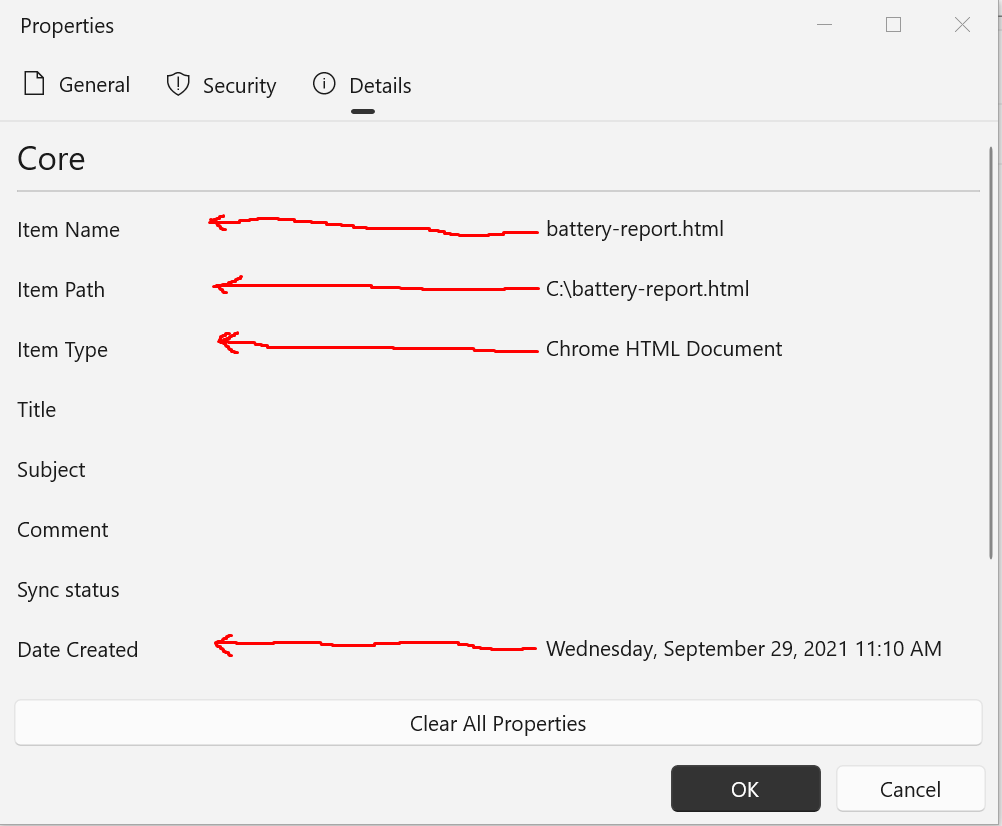 In a files properties, under the details tab, the information is center ...