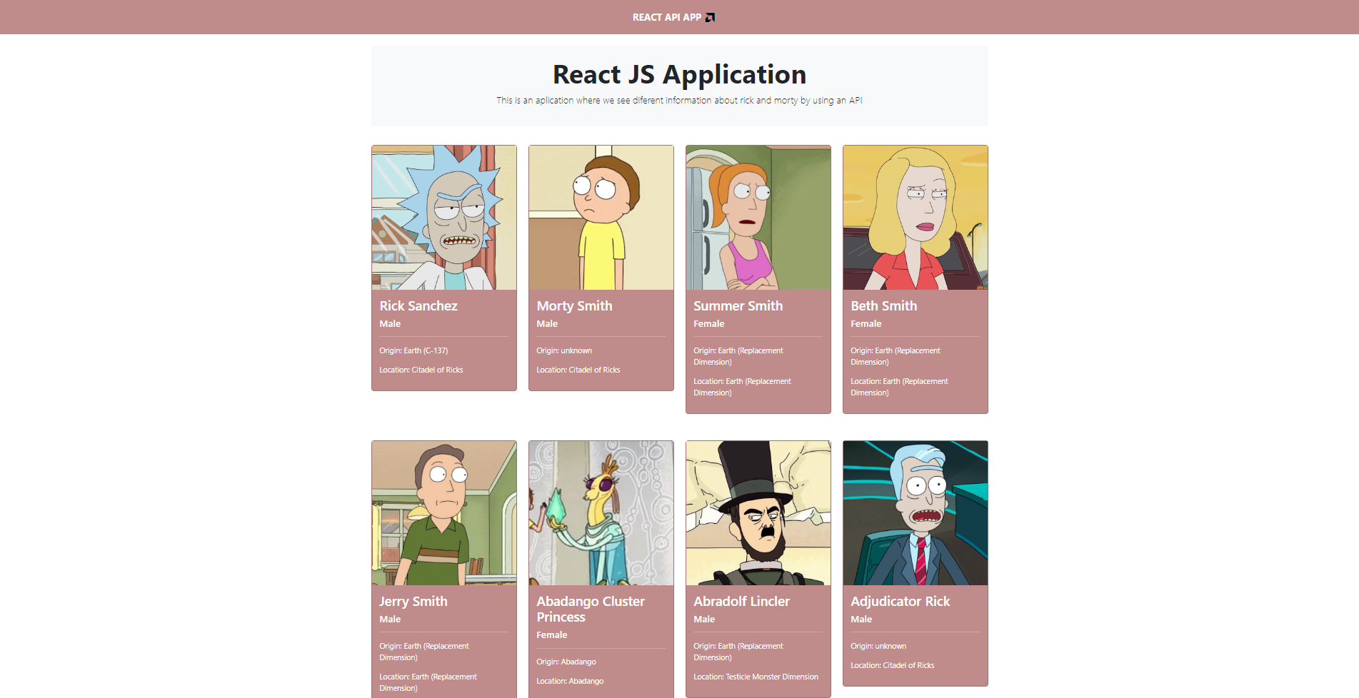 GitHub - MelissaPleitez/react-api-app: This is a React App, it used an Rick and Morty API to ...
