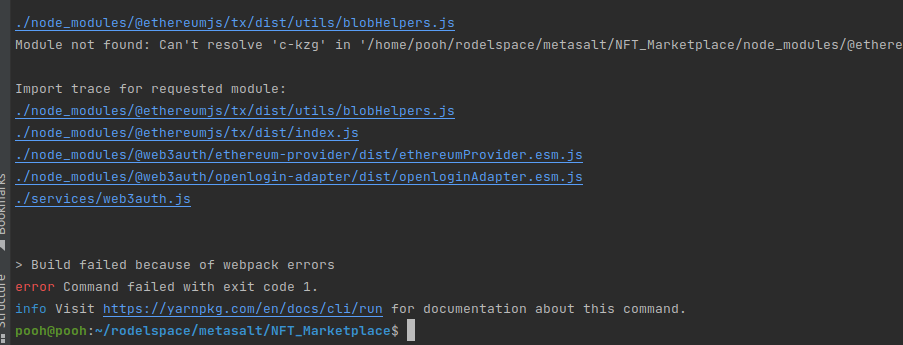 Module not found: Can't resolve 'c-kzg' in '/home/pooh/rodelspace/metasalt/NFT_Marketplace/node ...