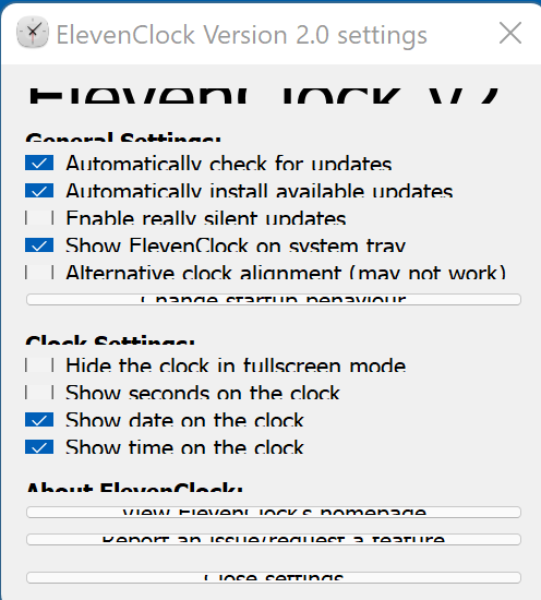 [BUG] Settings pop-up needs tweaking for high-res monitor · Issue #89 · marticliment/ElevenClock ...