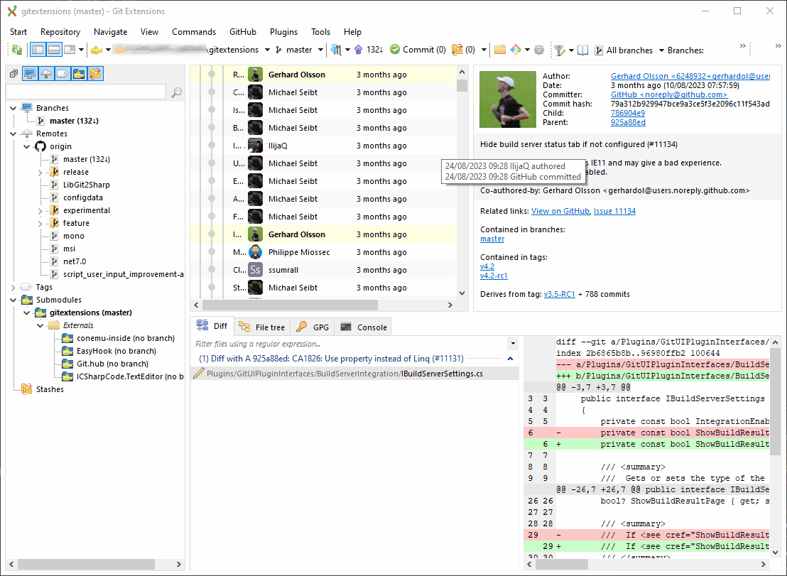 Opening Commit To Window Throws An Exception · Issue 11356 · Gitextensions Gitextensions · Github