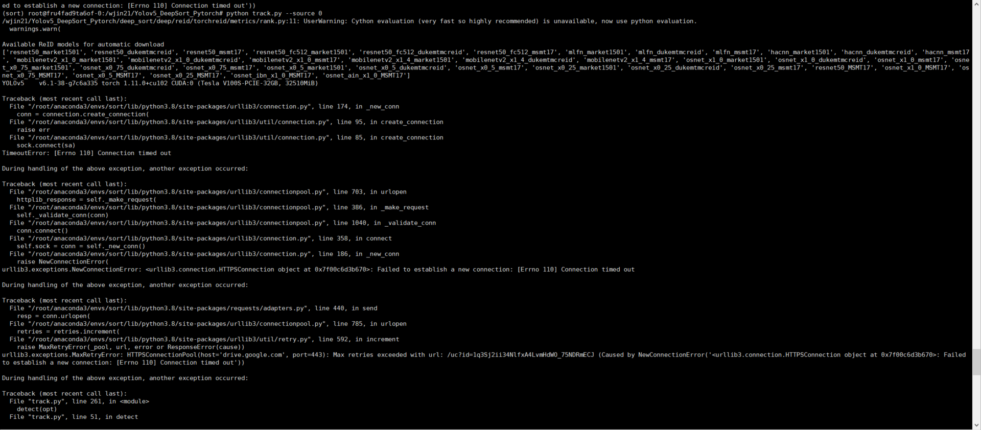 connection timed out · Issue #343 · mikel-brostrom/boxmot · GitHub