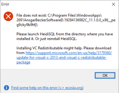 "file does not exist" error after changing a connection network type · Issue #1252 · HeidiSQL ...