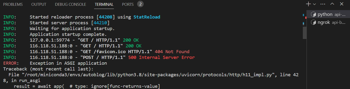 500 Internal Server Error when calling botserver · Issue #87 · poe-platform/poe-protocol · GitHub