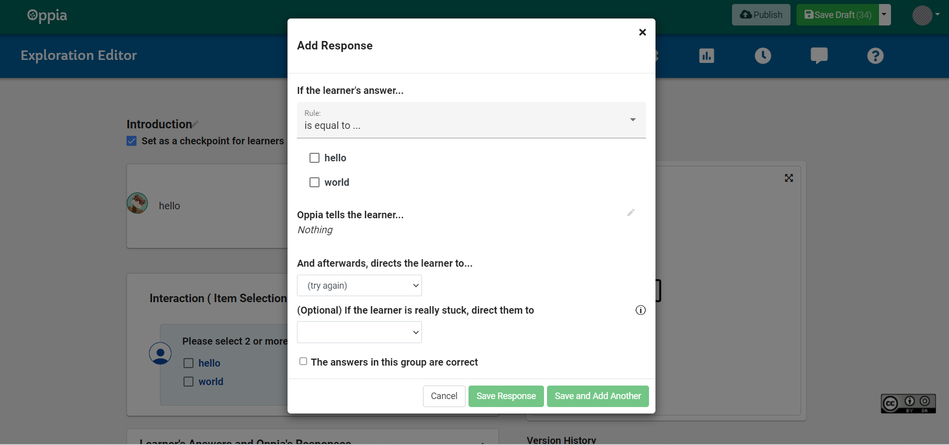 Unwanted spaces are seen in Add Response dialog box when only one option is selected in Item ...