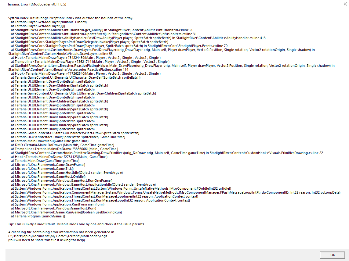 game crashing when going in character select screen · Issue #68 · ProjectStarlight ...