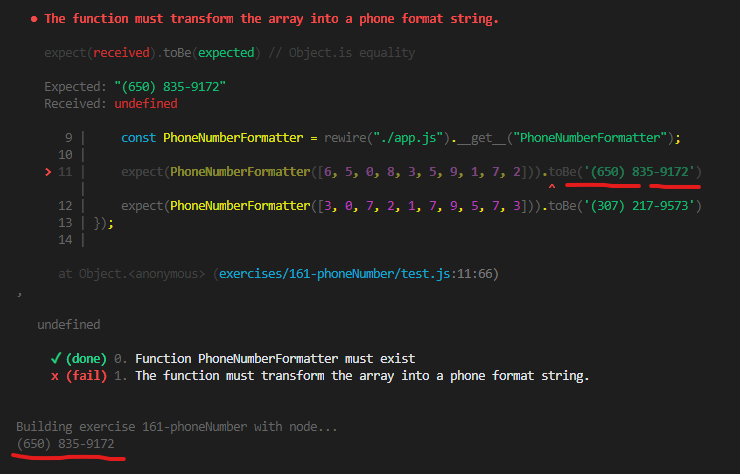 Excercise Bug: 161-phoneNumber · Issue #605 · learnpack/learnpack · GitHub