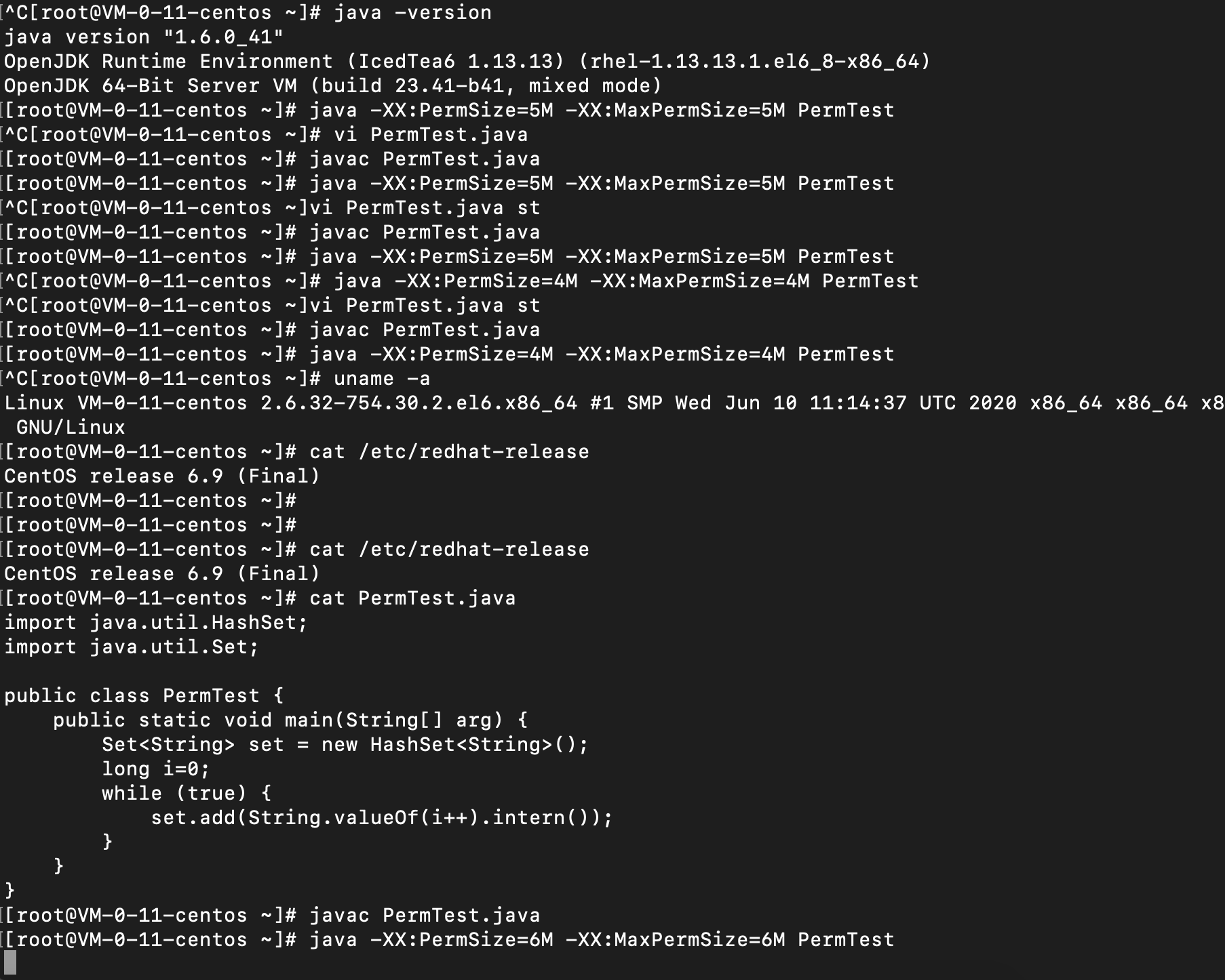 第三版【2.4.3】 centos6.9 openjdk1.6 使用书中代码与jvm参数无法造成常量池溢出 · Issue #91 · fenixsoft/jvm_book · GitHub