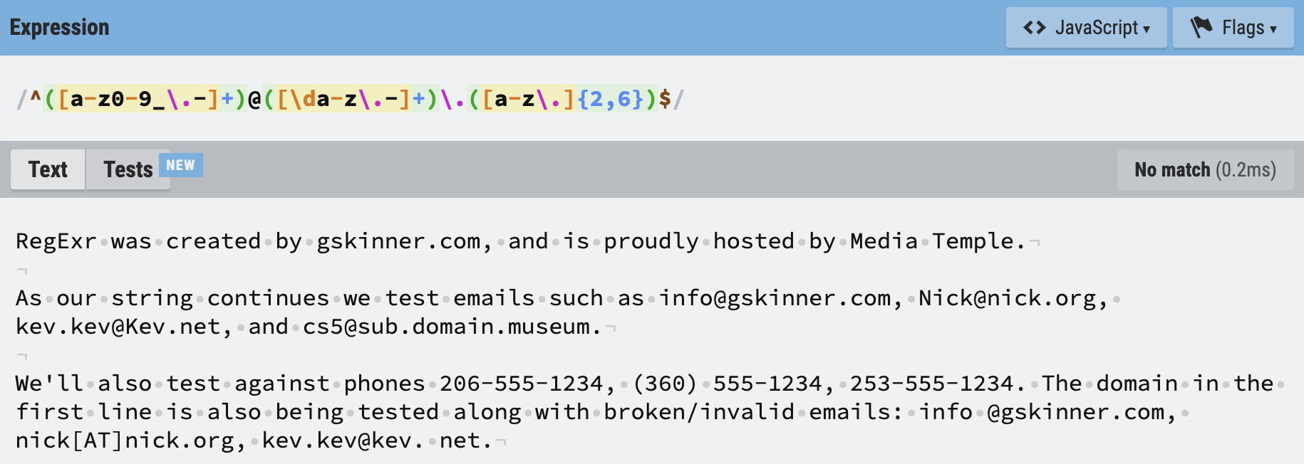 Tutorial on Regex for Matching an Email · GitHub