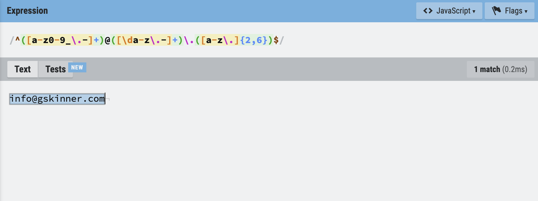 Tutorial on Regex for Matching an Email · GitHub