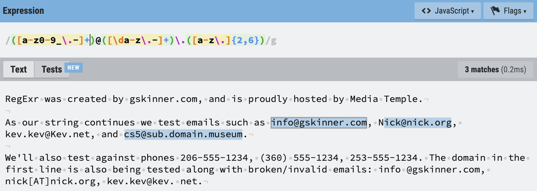 Tutorial on Regex for Matching an Email · GitHub
