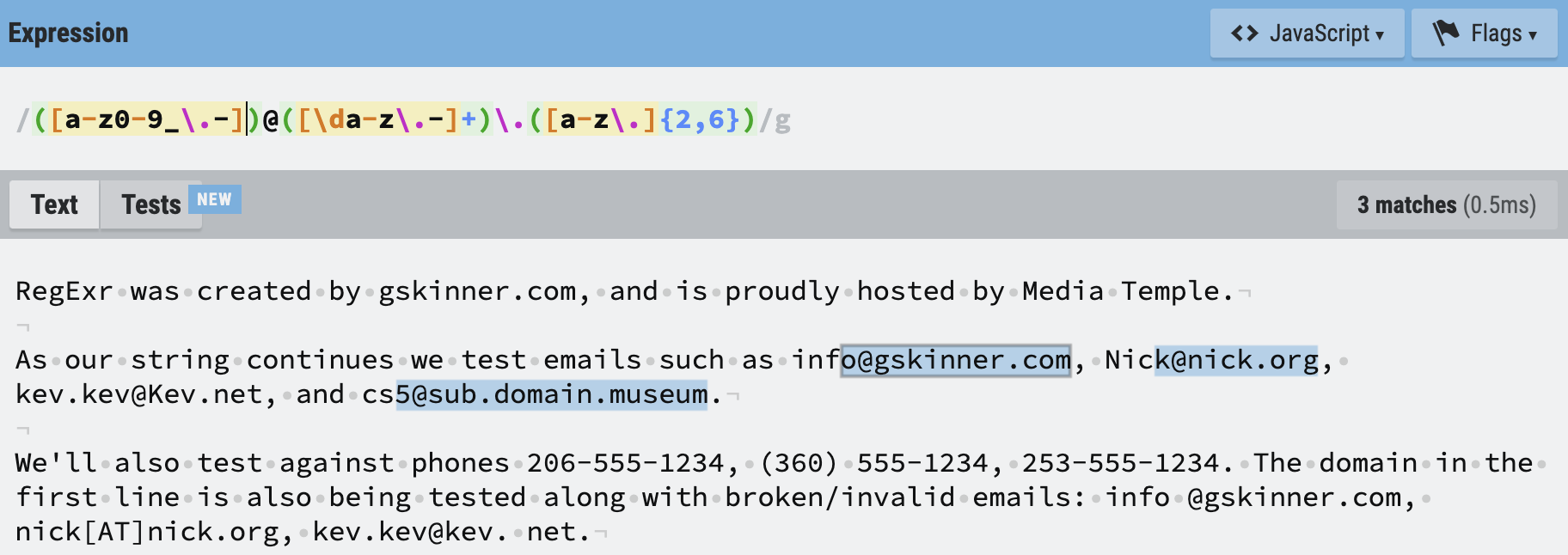 Tutorial on Regex for Matching an Email · GitHub