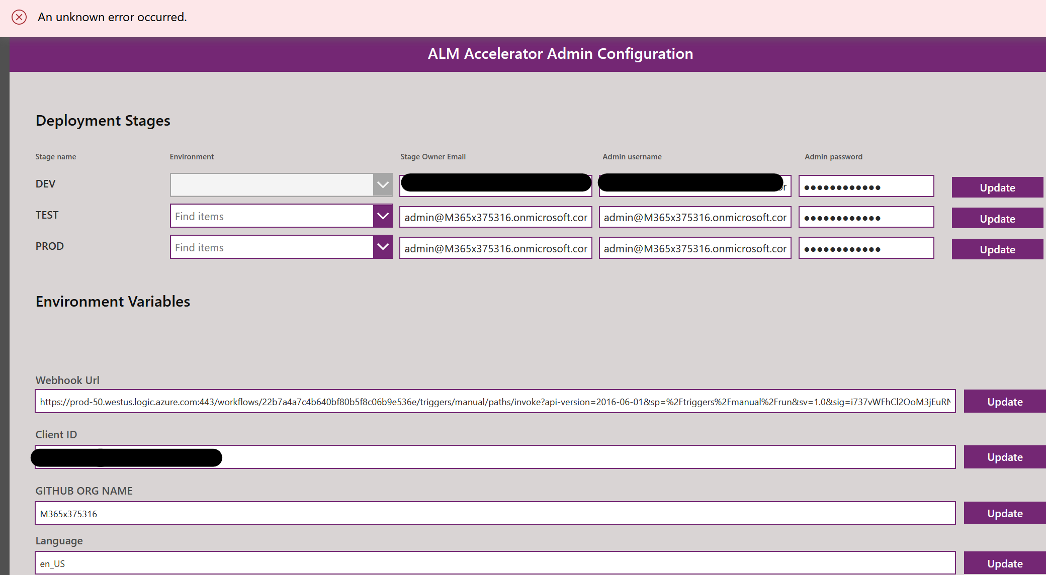 [ALM Accelerator - BUG]: ALM Accelerator Admin Configuration Canvas App Update Button · Issue ...