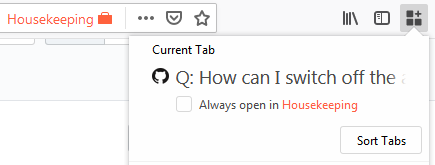 On "Open this site in assigned container", current container button ...