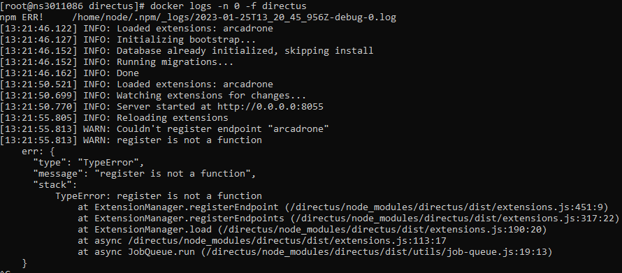 Reloading extensions not working. Couldn't register endpoint · Issue #17298 · directus/directus ...