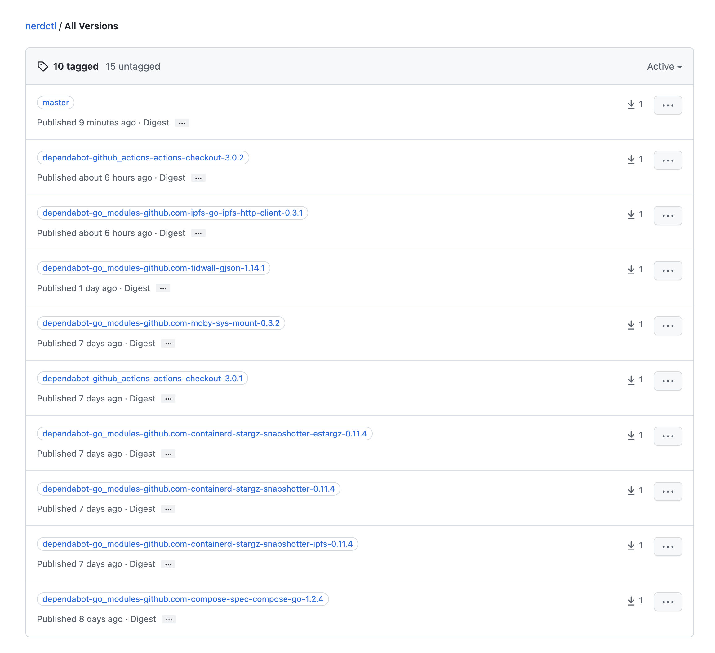`ghcr.io/containerd/nerdctl` contains useless `dependabot-*` tags · Issue #1004 · containerd ...
