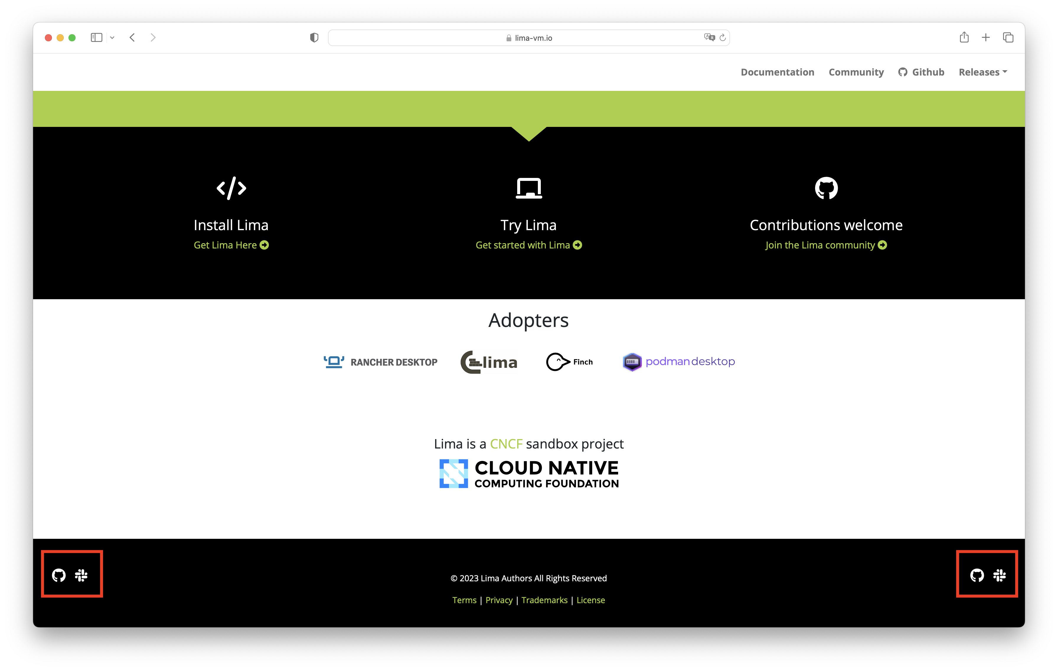 Website Too Many Github And Slack Icons · Issue 1839 · Lima Vm Lima · Github