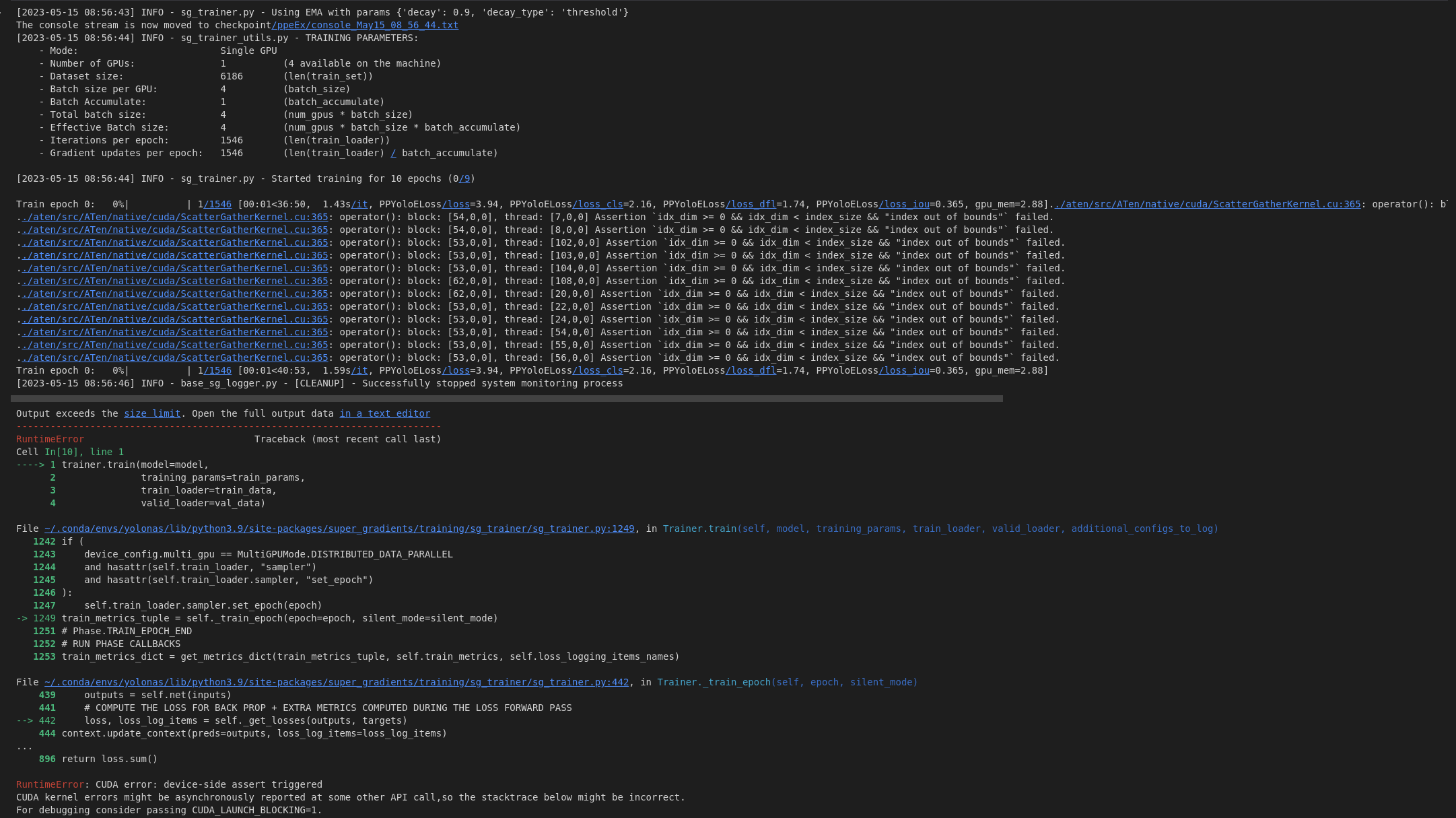 CUDA error prventing me from training YOLONAS · Issue #1004 · Deci-AI/super-gradients · GitHub