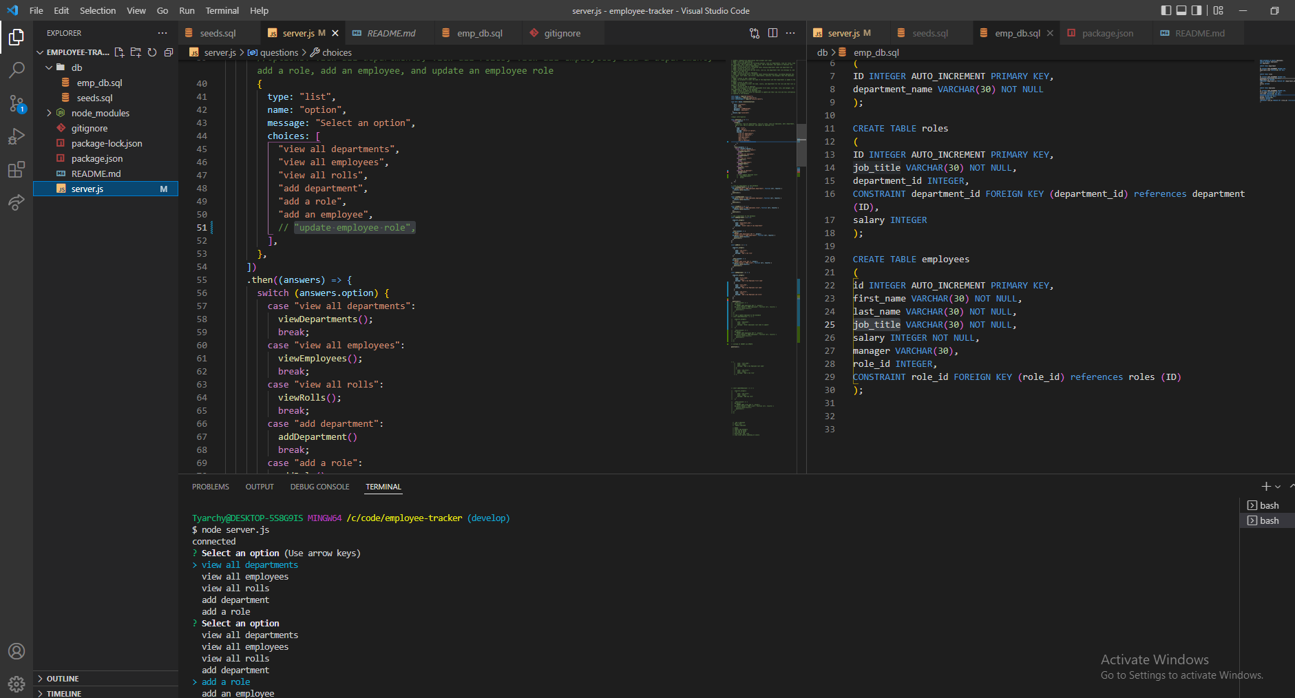 GitHub - tyarchy/employee-tracker