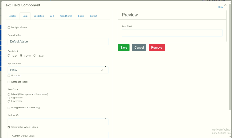 How To Add A New Field In Textfield Data Tab Formio Angular · Issue 829 · Formioangular · Github