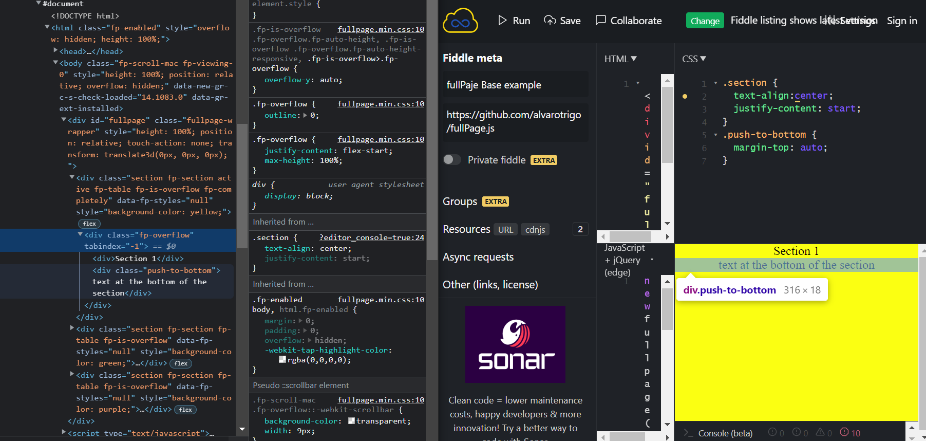 Fullpage adds fp-is-overflow also if not · Issue #4460 · alvarotrigo/fullPage.js · GitHub