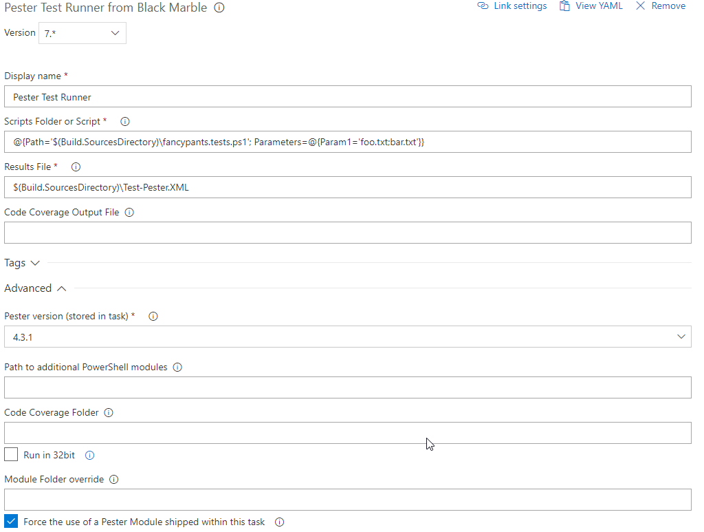 VSTS Pester test extension: Parameters containing semicolons cannot be ...