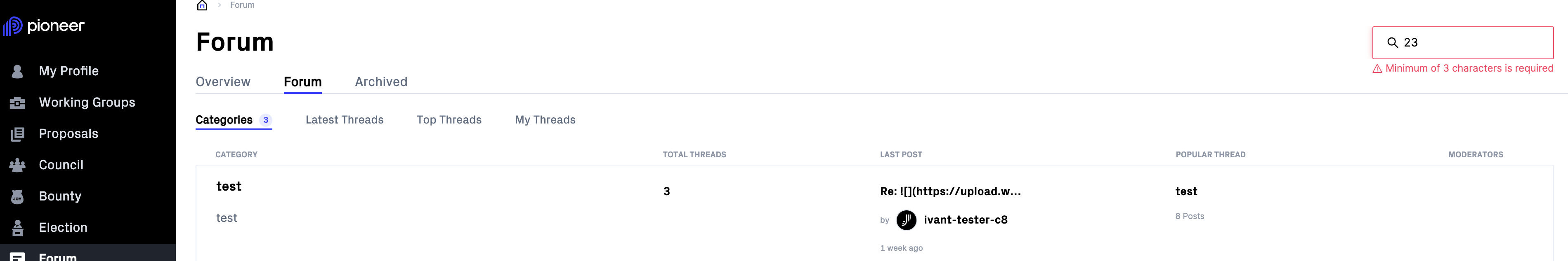 [USERSNAP] Forum: cannot search for numbers · Issue #3470 · Joystream/pioneer · GitHub