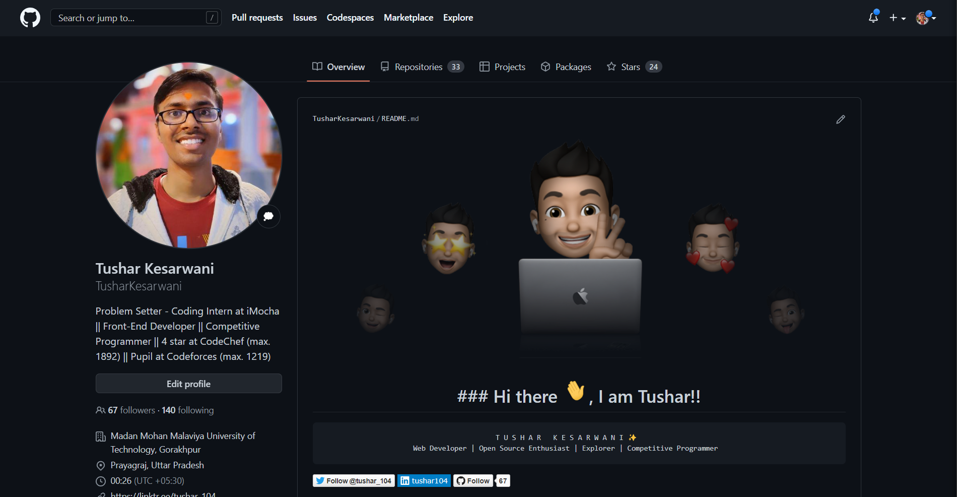 [PROFILE ADDITION] Tushar Kesarwani · Issue #1700 · EddieHubCommunity/awesome-github-profiles ...