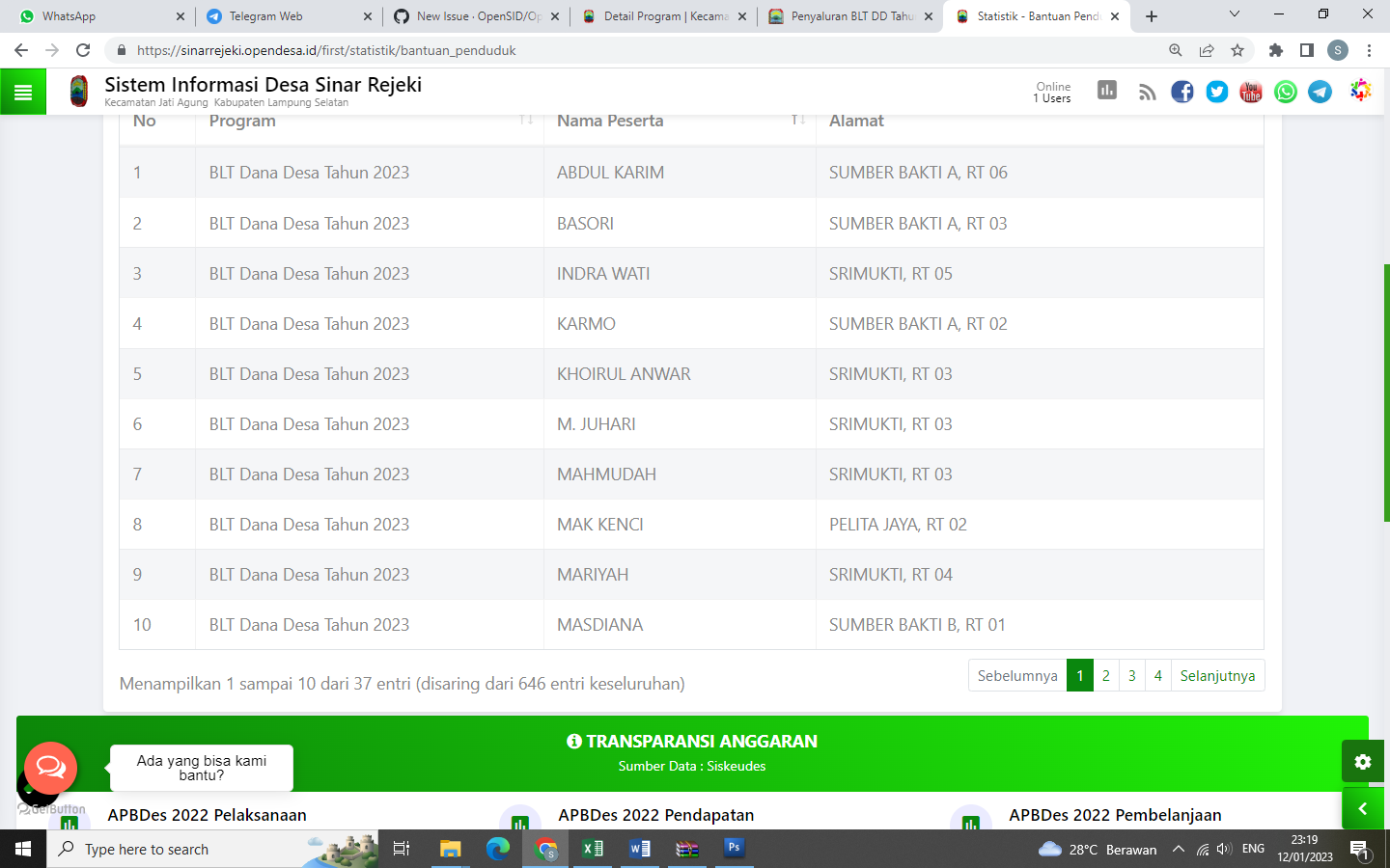 data Peserta Penerima Bantuan Tidak Tampil · Issue #613 · OpenSID/OpenDK · GitHub