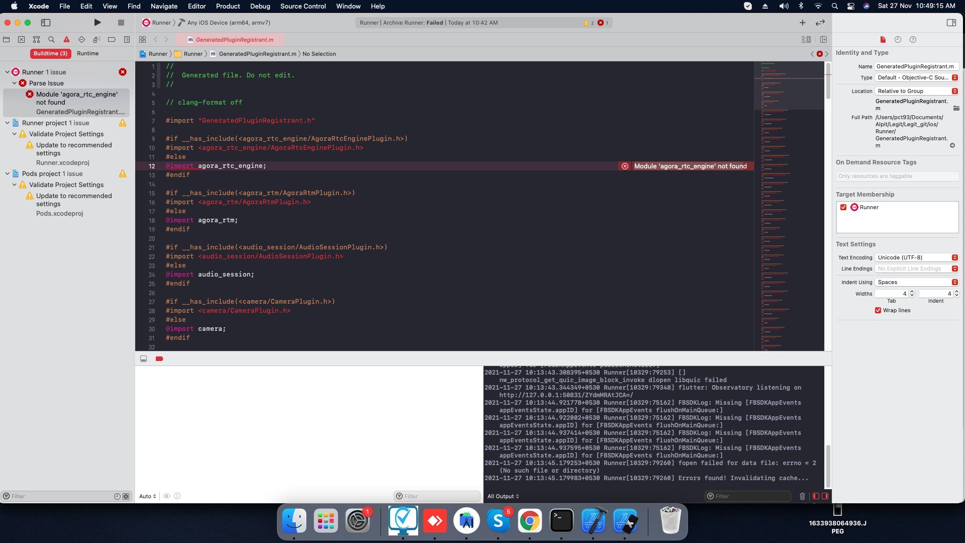 Module 'agora_rtc_engine' not found error when archive build. · Issue #116 · AgoraIO-Extensions ...
