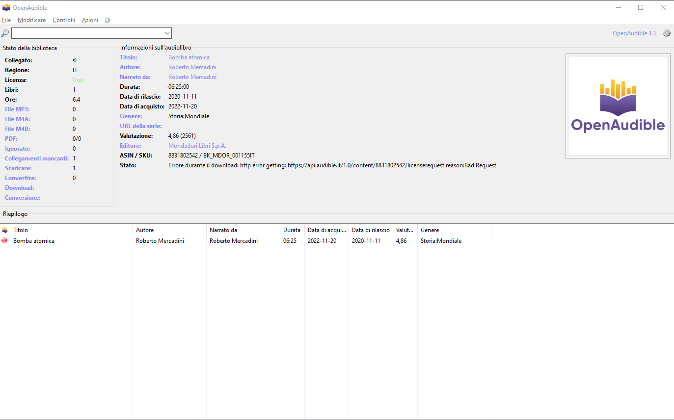licenserequest reason: bad request · Issue #1068 · openaudible/openaudible · GitHub