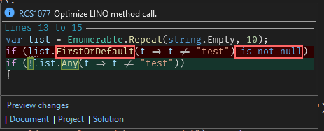 Roslynator changes the code logic when applying RSC1077 for negated patterns. · Issue #892 ...