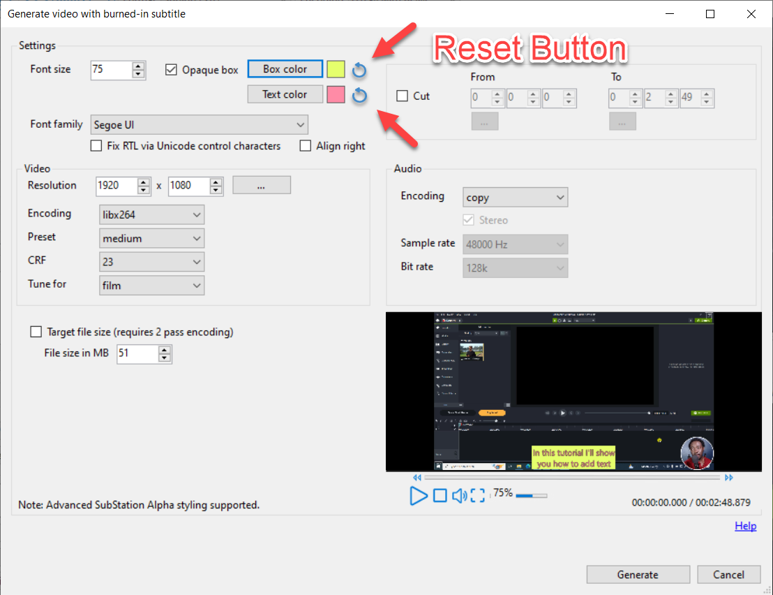 Changes not being applied in the New Burn-in Window + Suggestions · Issue #7062 · SubtitleEdit ...