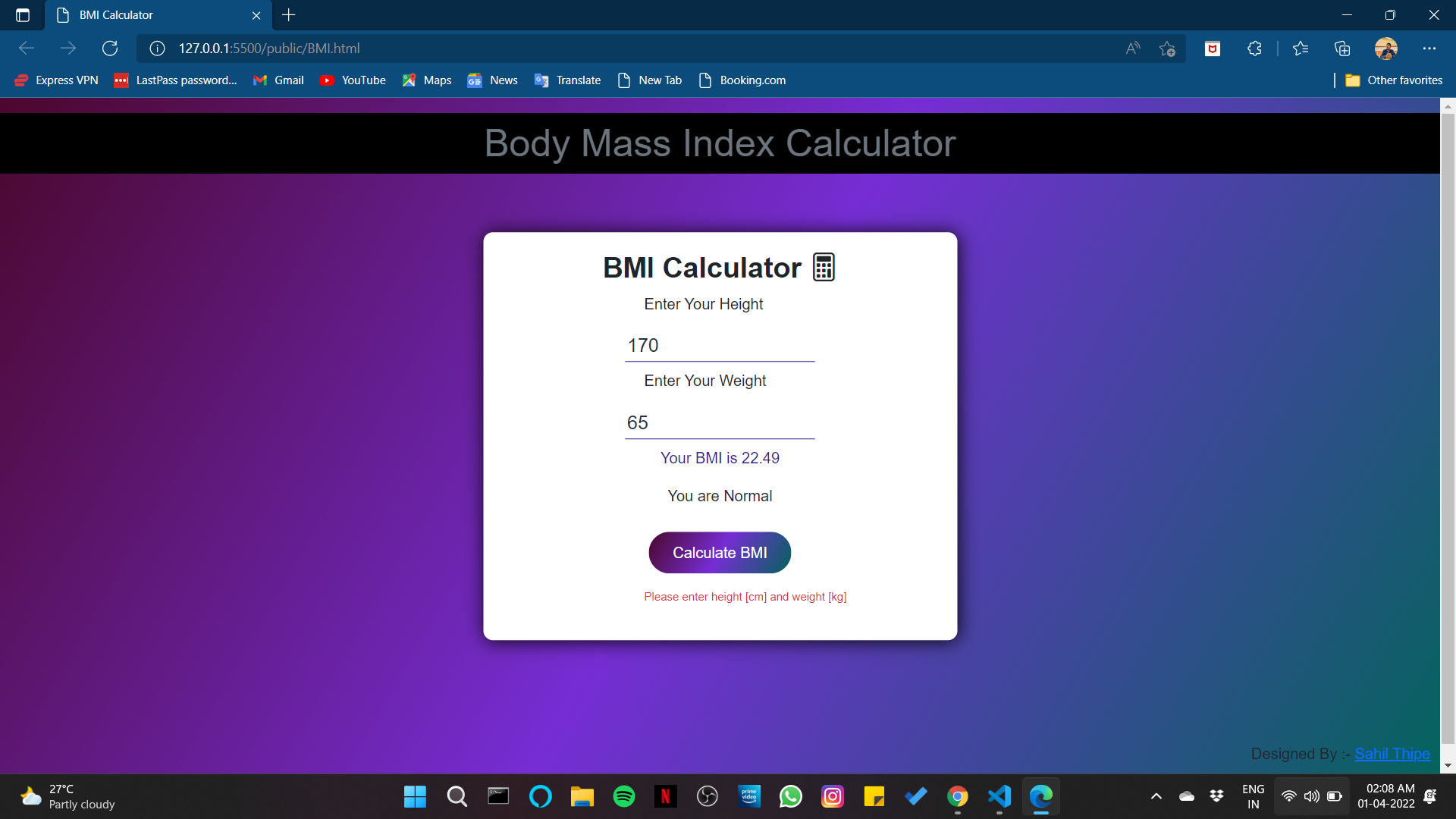 GitHub - sathipe123/bmicalculator-project
