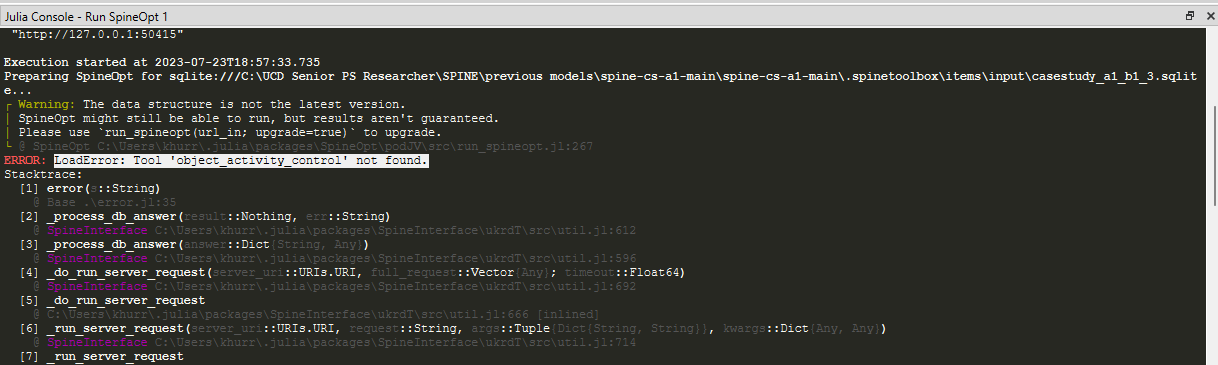 Hi Im running spine case study a1 on the new spine dev version. when i run the console gives me ...