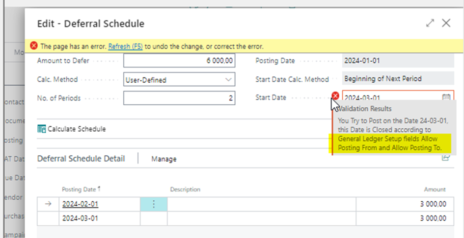 Defferal Schedule Start Date validation on GL Allow Posting Dates ...