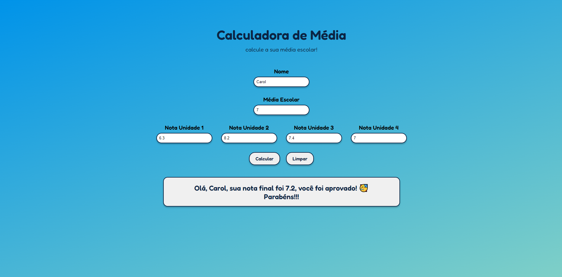 GitHub - CalRodrigues/CalculadoraMedia: Projeto desenvolvido durante a Imersão Dev da Alura com ...