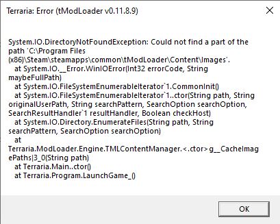 error: system io directory not found · Issue #2631 · tModLoader/tModLoader · GitHub
