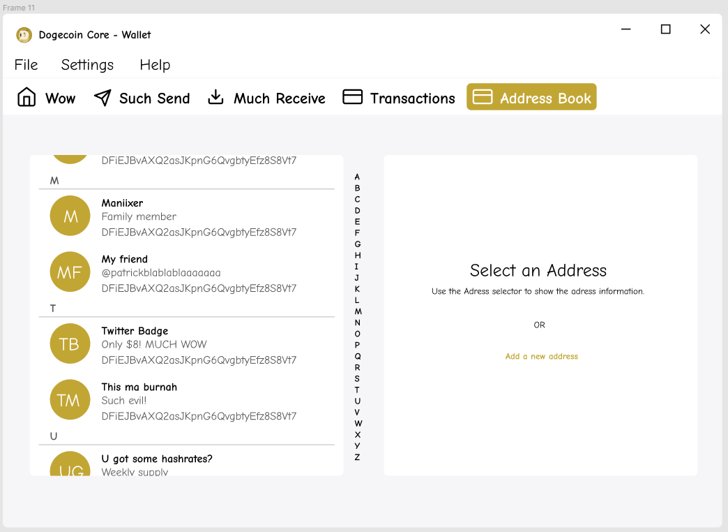 Address book design. for a much easier and clear overview. · Issue #3159 · dogecoin/dogecoin ...